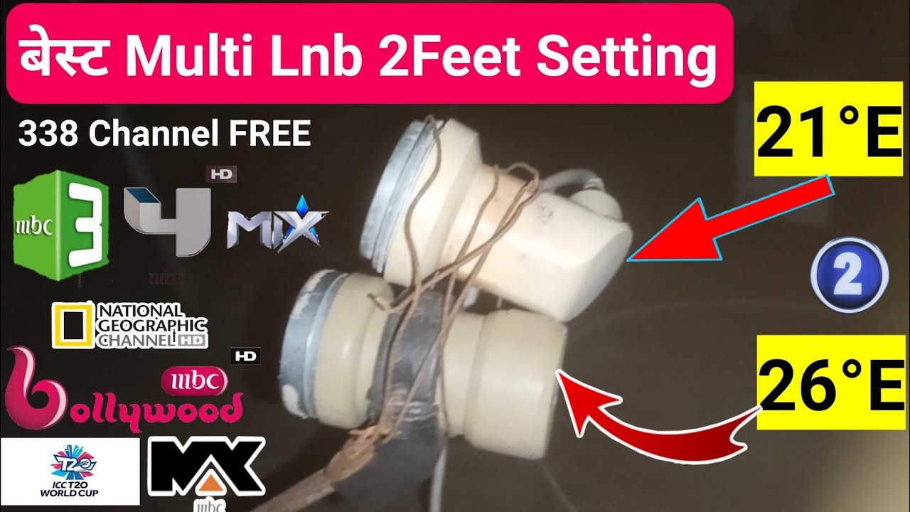 How To Set बेस्ट Multi Satellite Badrsat 26.E And Eutelsat 21°E Multi Lnb 2 Feet Dish ...