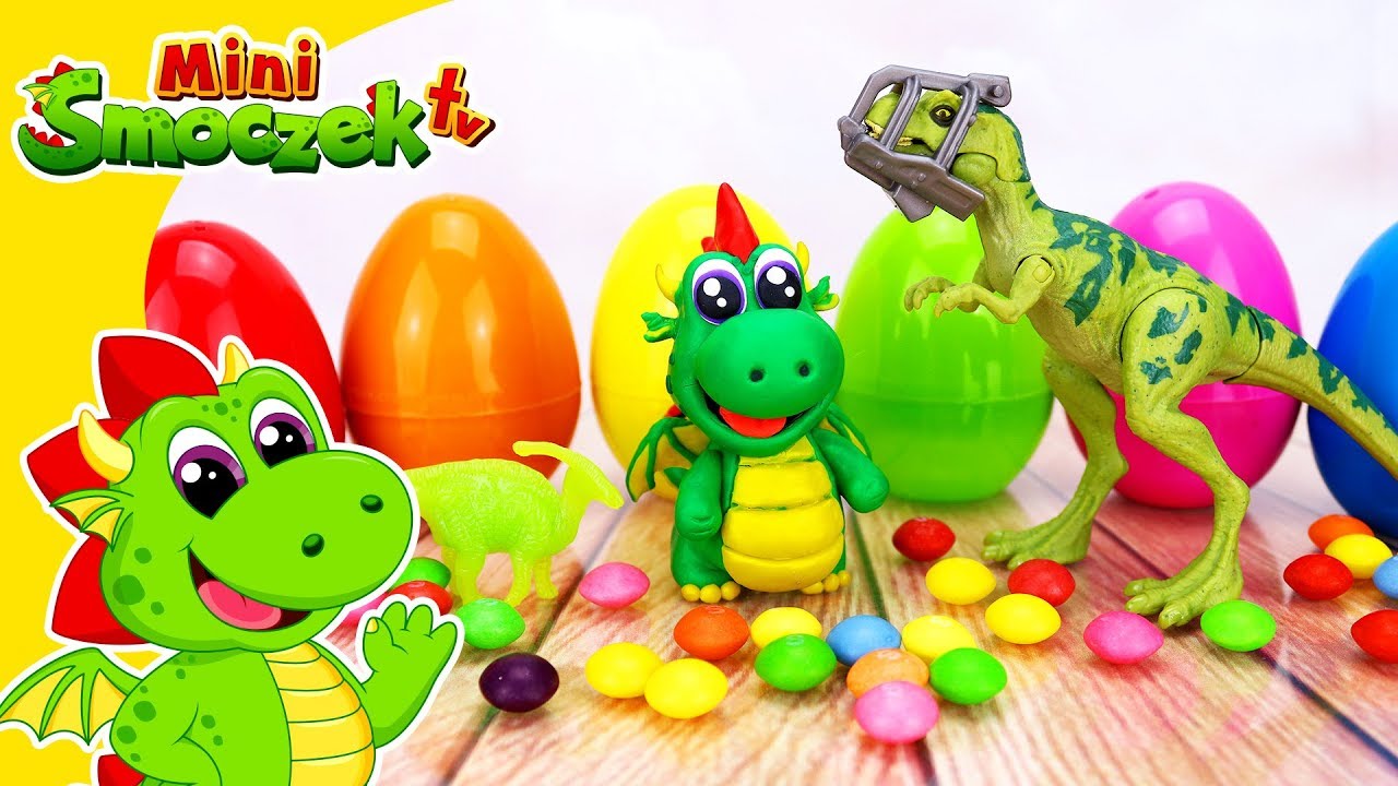 Mini Smoczek i GROŹNY DINOZAUR - Jajka Niespodzianki Zabawki Bajki Dla ...