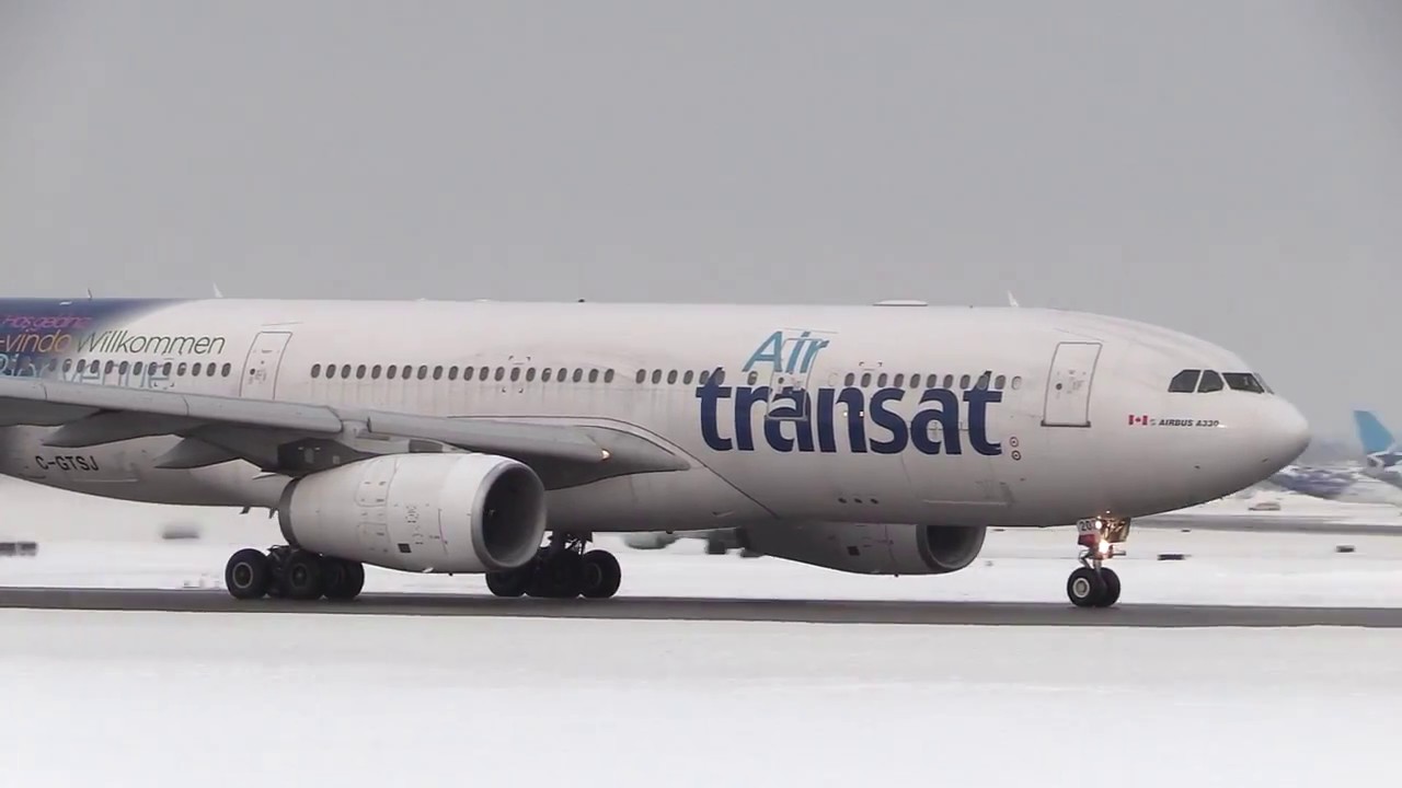 Montreal to La Romana Flight TS186 Airbus A330 Taxi and Takeoff - YouTube