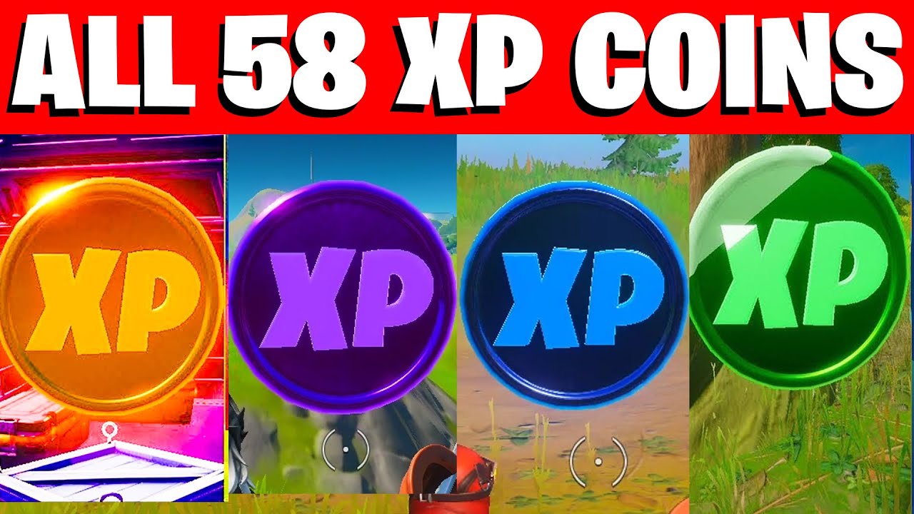 All 58 XP COINS LOCATIONS IN FORTNITE SEASON 4 Chapter 2 (WEEK 1-6 ...