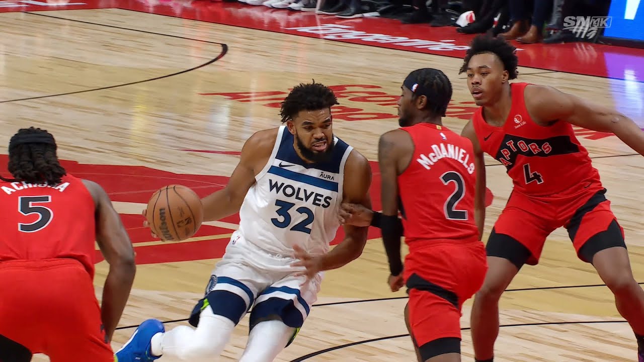 Scottie Barnes Swats Away Karl-Anthony Towns - Raptors vs Wolves | Oct ...