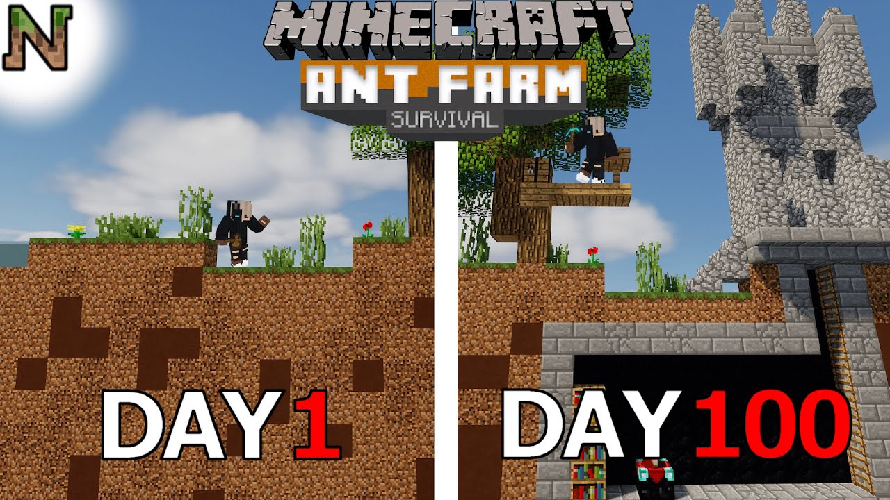 I Survived 100 Days in an ANT FARM in Minecraft... Minecraft 100 Days ...