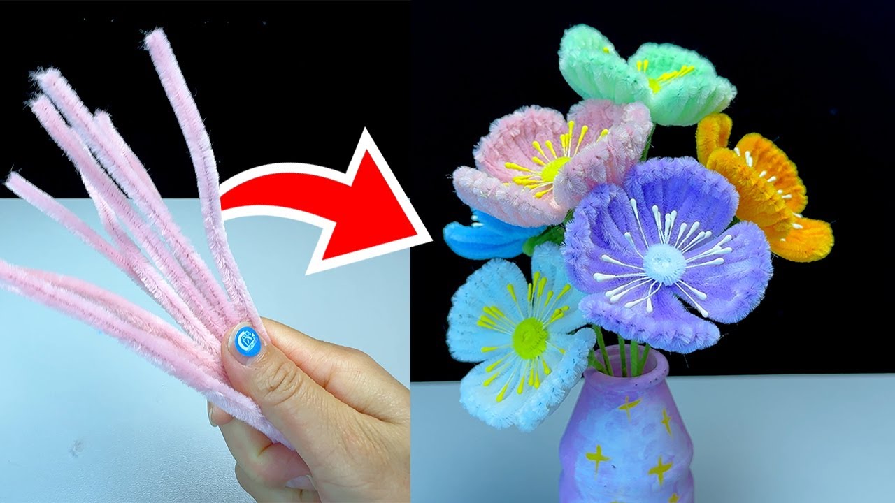 So cute! Watch my poppy bouquet made using pipe cleaners! - YouTube