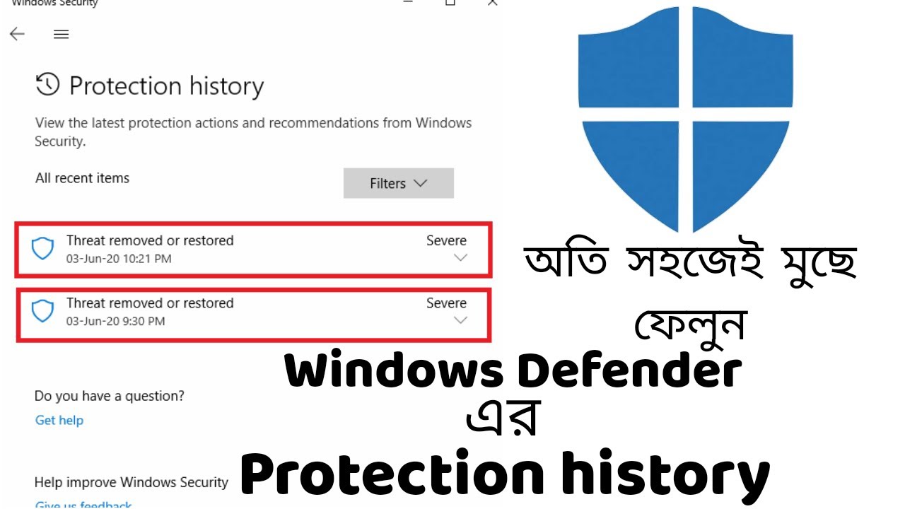 how to clear Windows Defender (Threat) Protection History 100% Working ...
