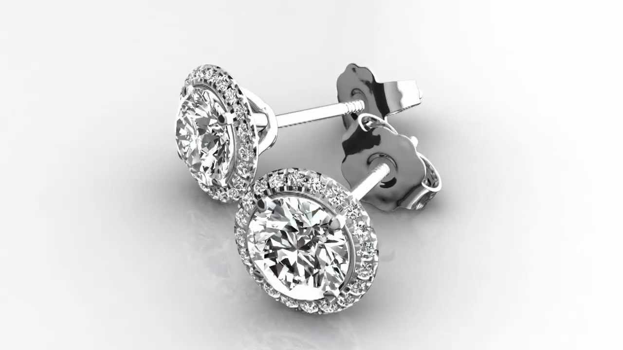 White gold 3D Earring animation - YouTube