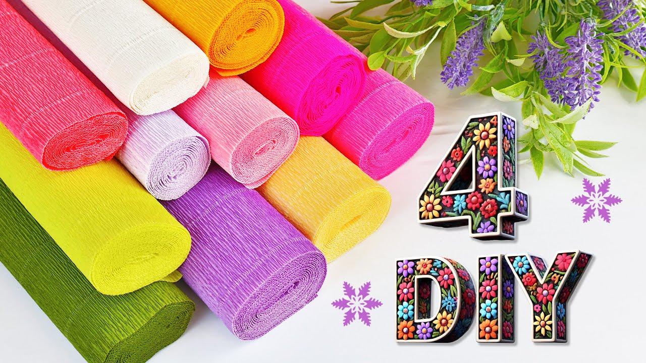 Beauty! 4 IDEAS Crepe Paper Decorations 🌸 Paper Flower DIY - YouTube