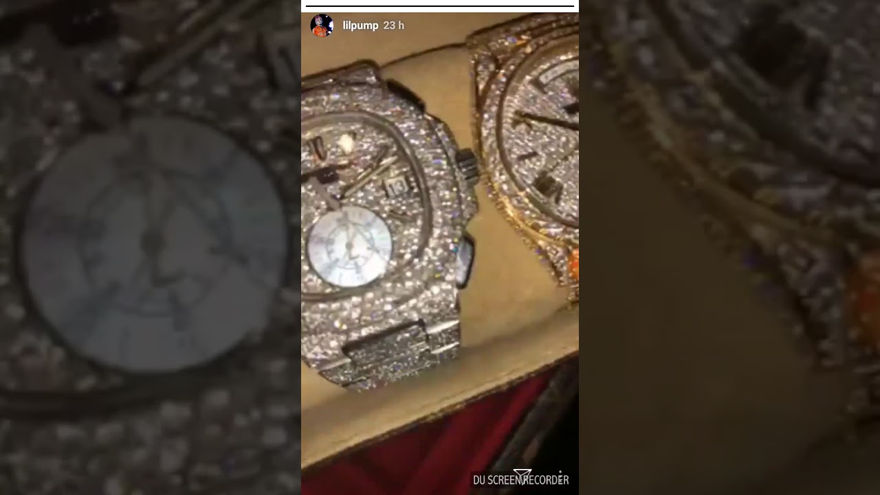 Lil pump relojes de oro 18k y diamante y cadenas - YouTube