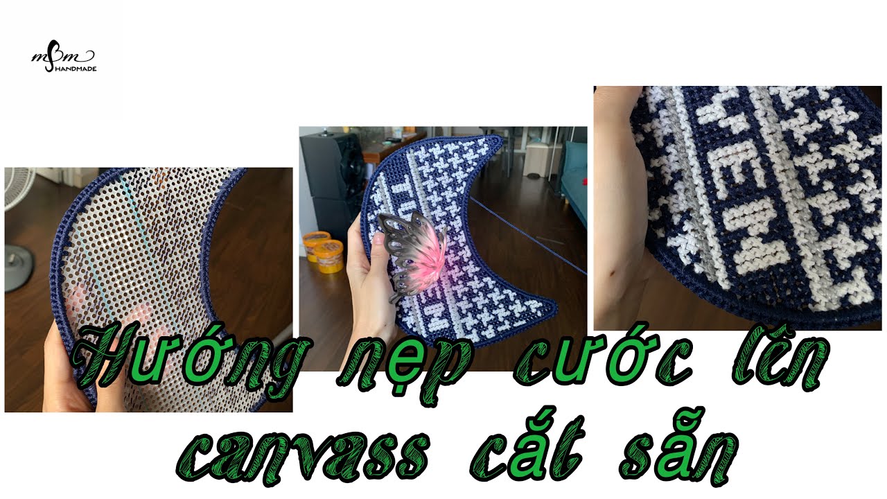 Crochet bag: Hướng dẫn nẹp cước lên cavass cắt sẵn - m&m handmade - YouTube