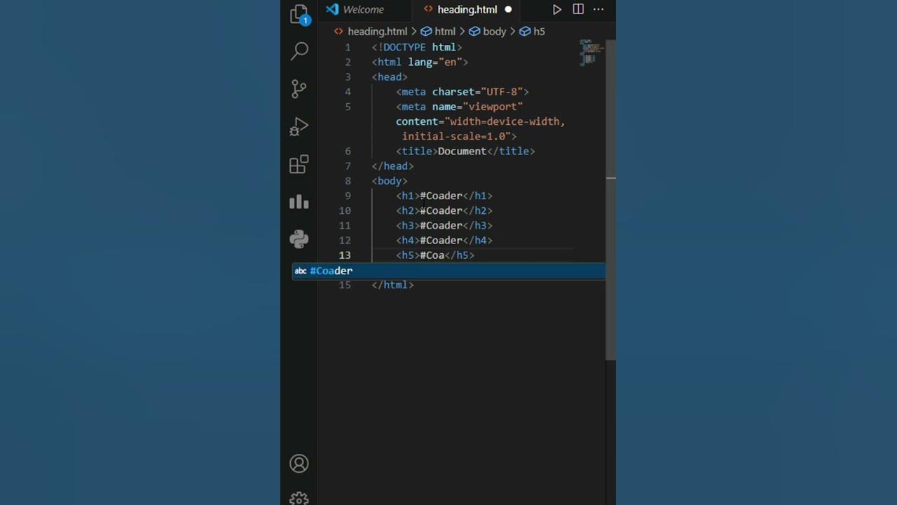 #Coader { 💥 Html Create a Headings || Shorts || } #Coading // Program - YouTube
