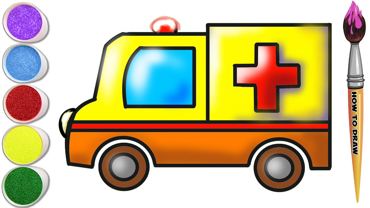 How To Draw Ambulance Car For Kids | Drawing, Painting, Coloring for ...