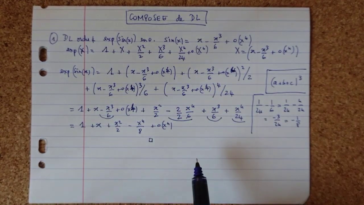 L1 Analyse : exemple de composée de développements limités exp(sin(x ...
