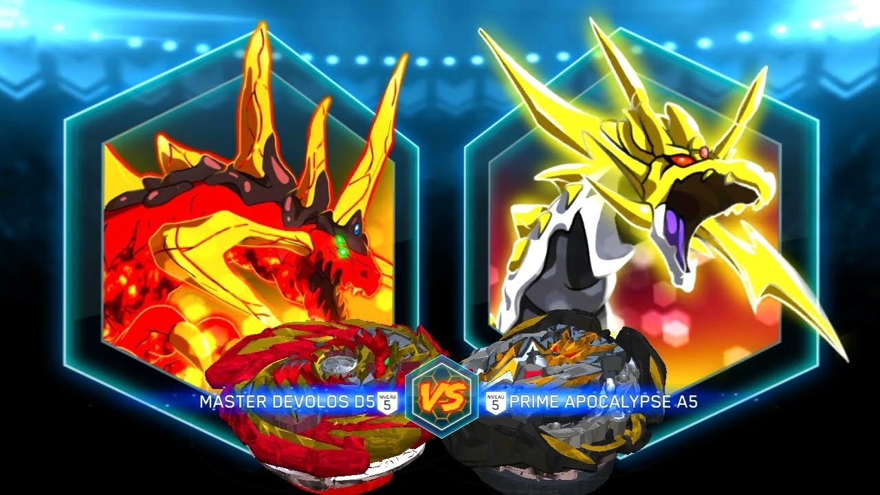 MASTER DEVOLOS D5 VS APOCALYPSE A5 BEYBLADE BURST APP - YouTube