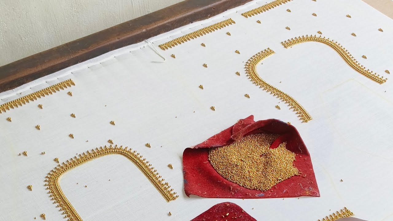 Kerala wedding lehenga blouse stitching #aari #beadembroidery #kerala # ...