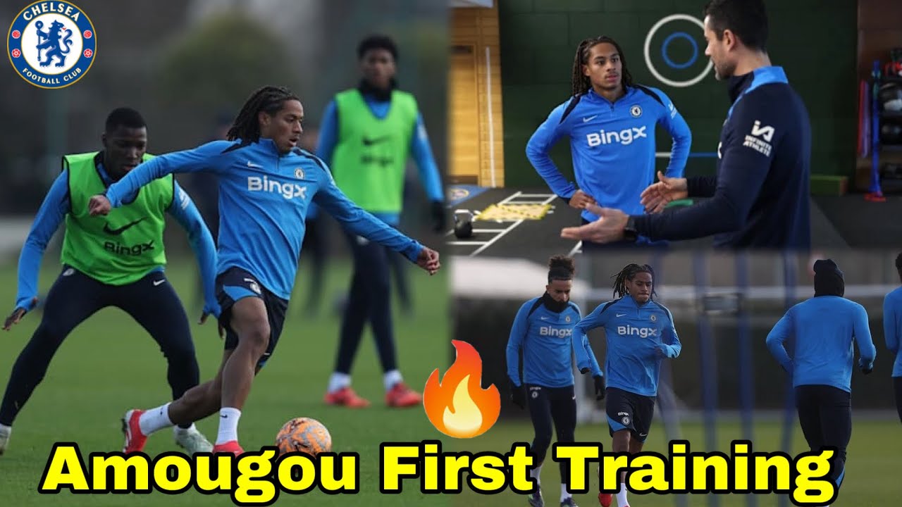 HIGH SPIRITS!🔥Mathis AMOUGOU First Training Session At Chelsea ...