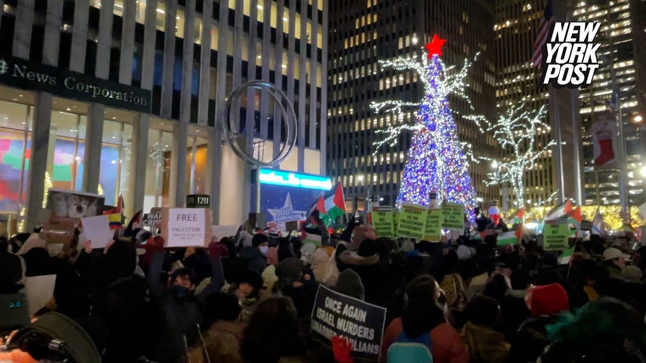 Pro-Palestinian protesters swarm Midtown in bid to derail Rockefeller ...