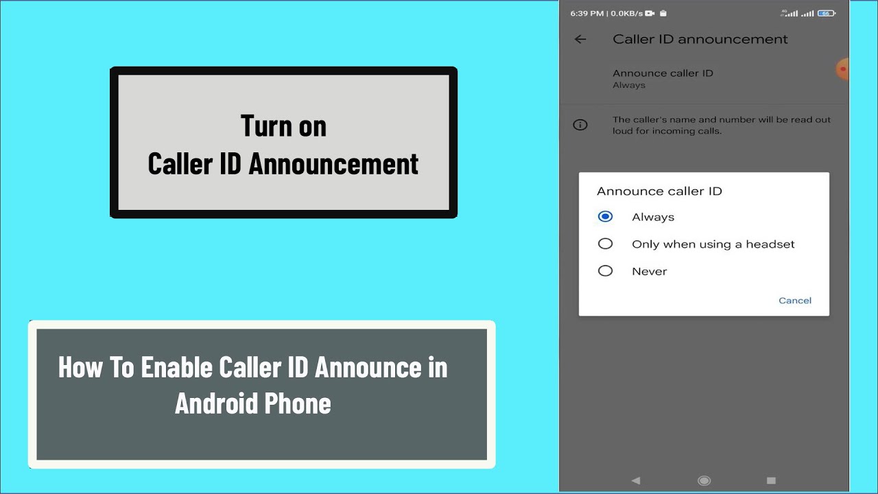 How Enable Caller Id Announcement In Android | How Turn on Caller Id ...