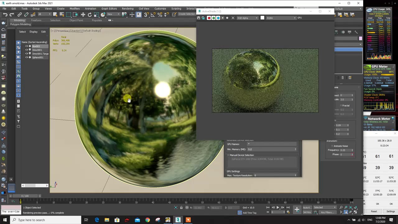 3DMax's Arnold rendering using GPU 1080 Mobile - YouTube