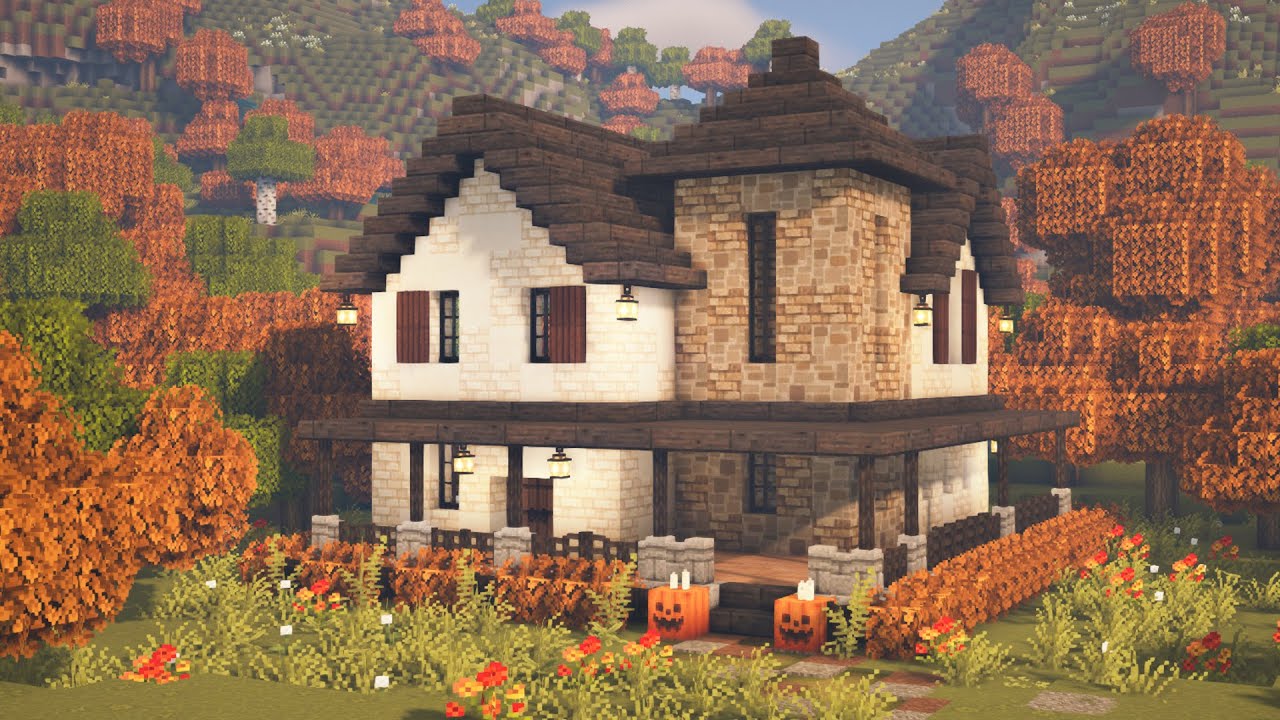 Minecraft | How to build a Autumn House / Mizuno's 16 Craft - YouTube