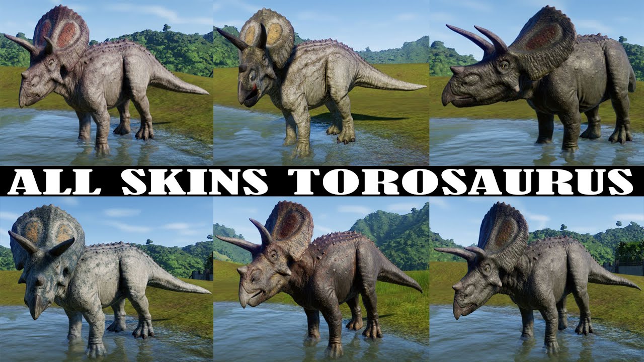 ALL SKINS TOROSAURUS | JURASSIC WORLD EVOLUTION - YouTube