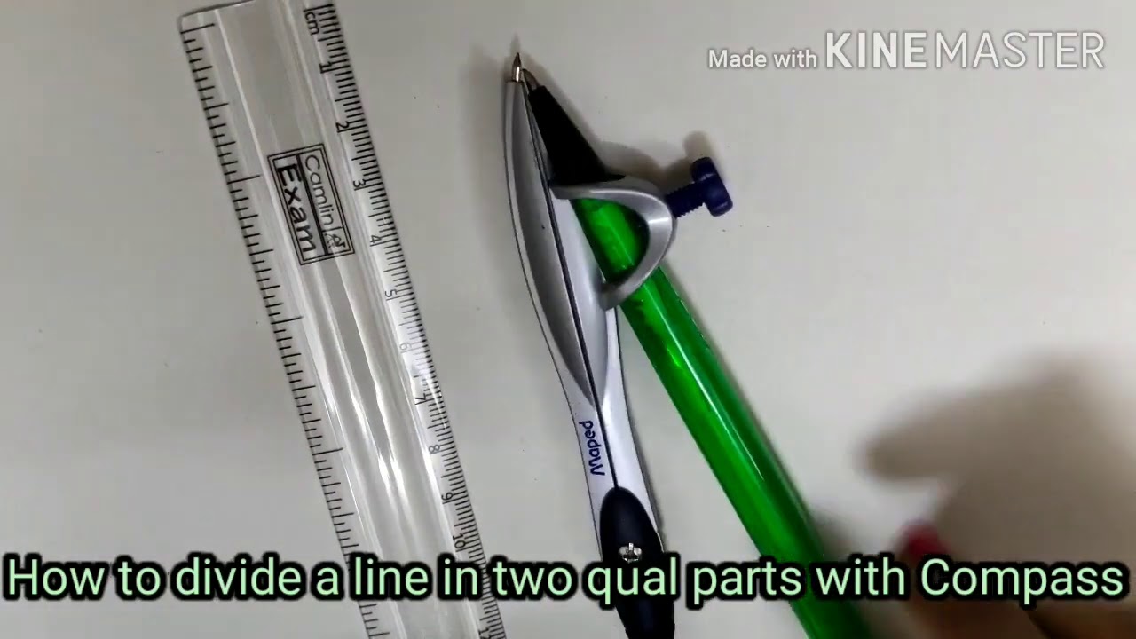 How to divide a line in two equal parts with compass . रेषेचे समान दोन ...