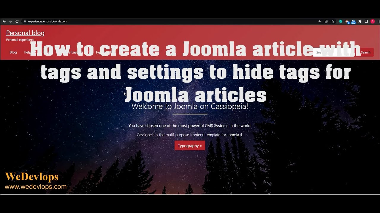 How To Create A Joomla Article With Tags And Settings To Hide Tags For Joomla Articles Youtube