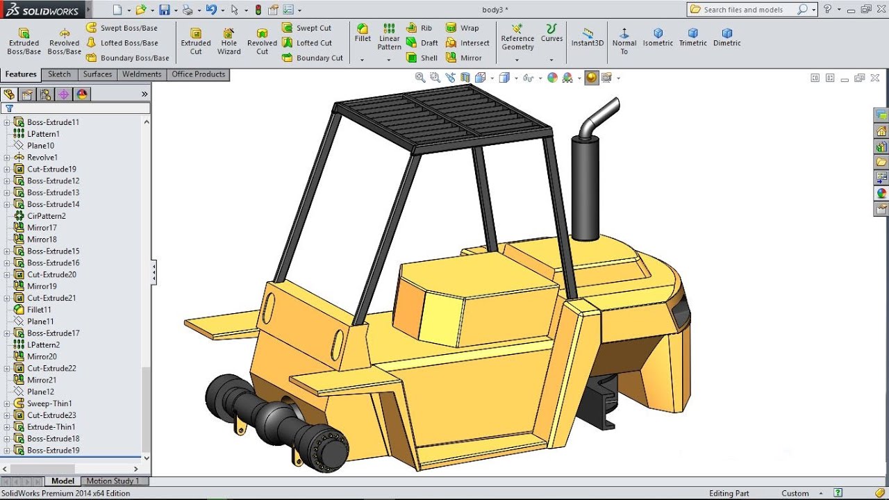 SolidWorks Tutorial | Forklift 21. Air Outlet - YouTube