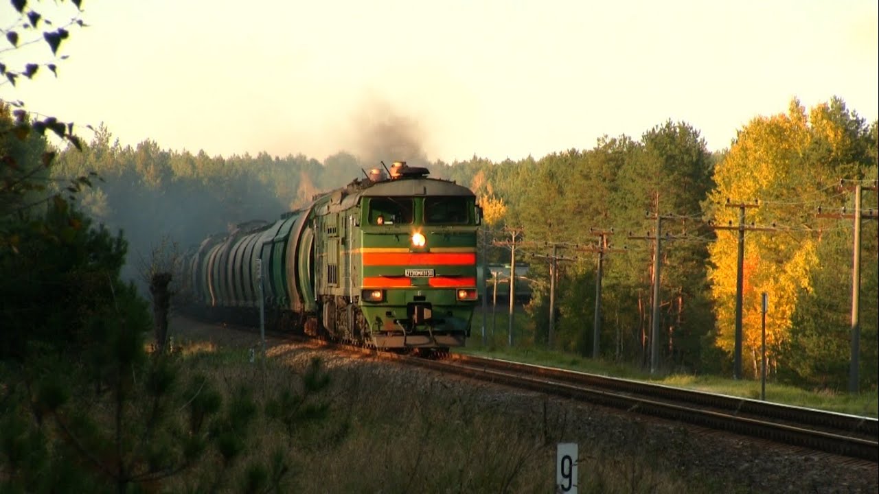 2ТЭ10МК-3138 с грузовым поездом / 2TE10MK-3138 with a freight train ...