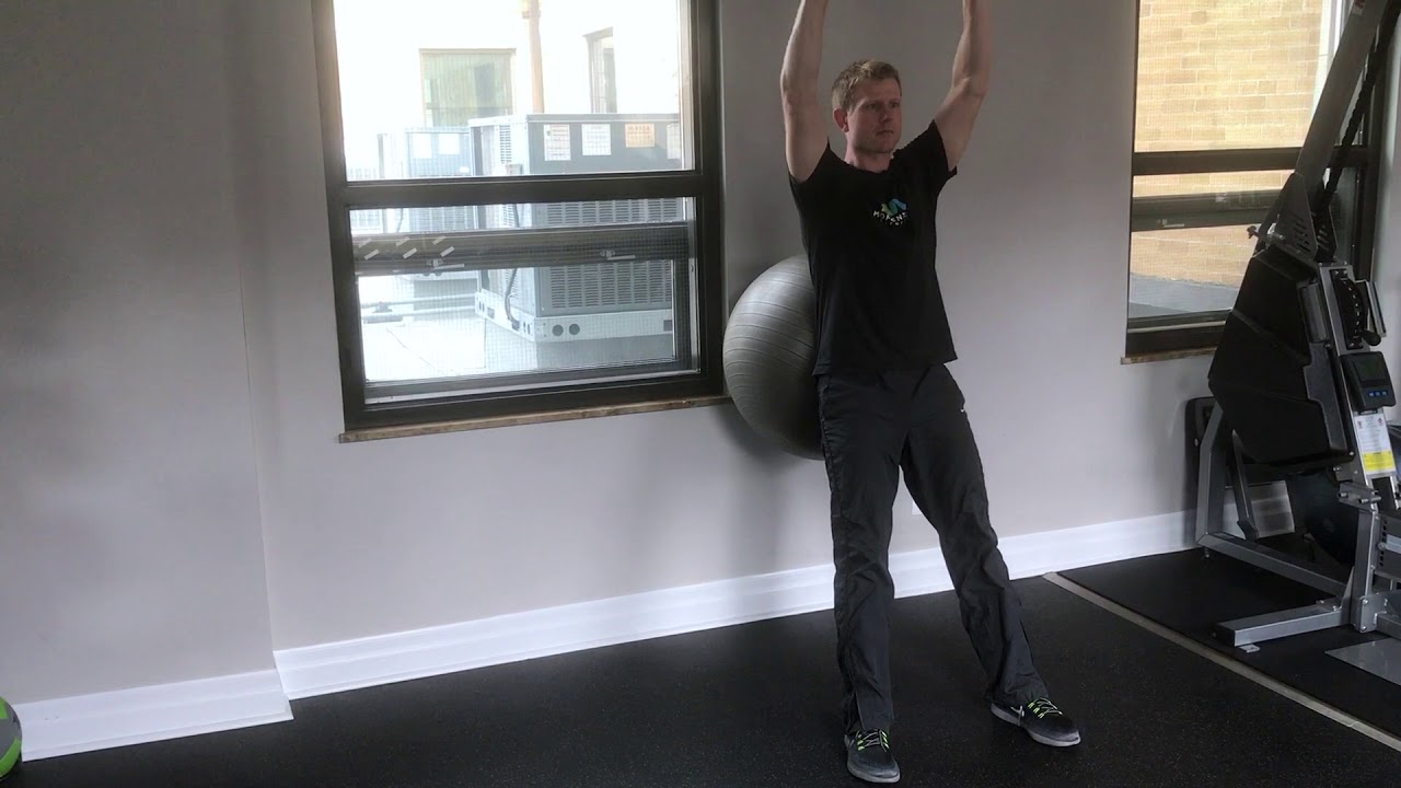 Stability Ball Wall Squats with Dumbbell Shoulder Press - YouTube