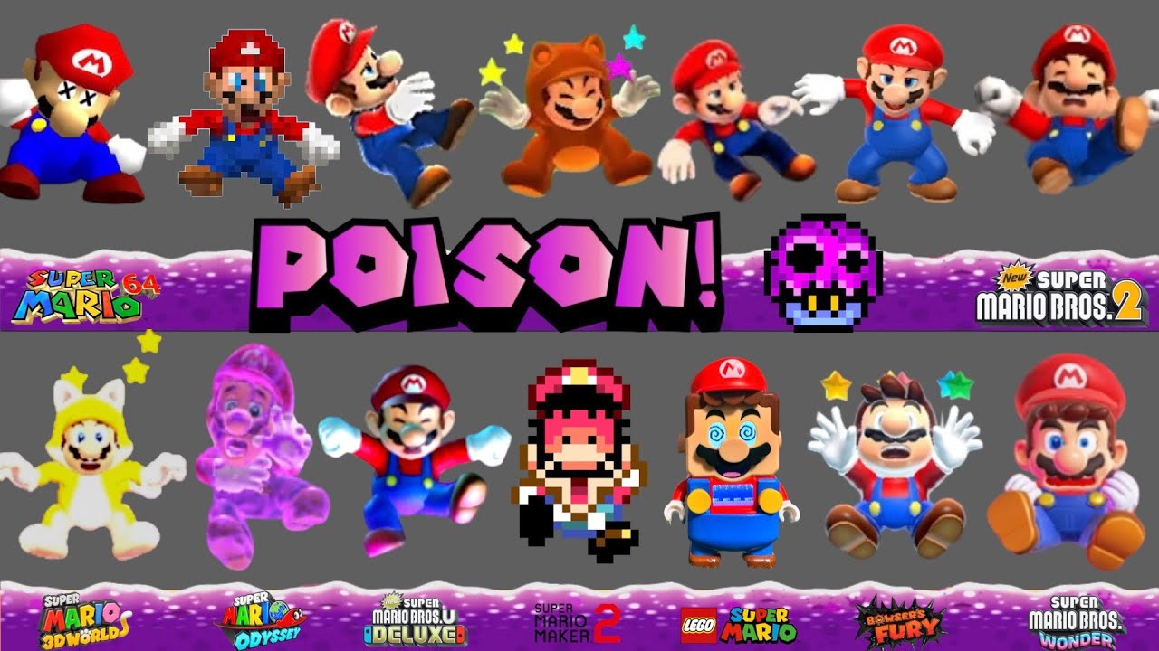 Evolution of Mario Dying In Poison Death Animation LEGO and GAME - YouTube