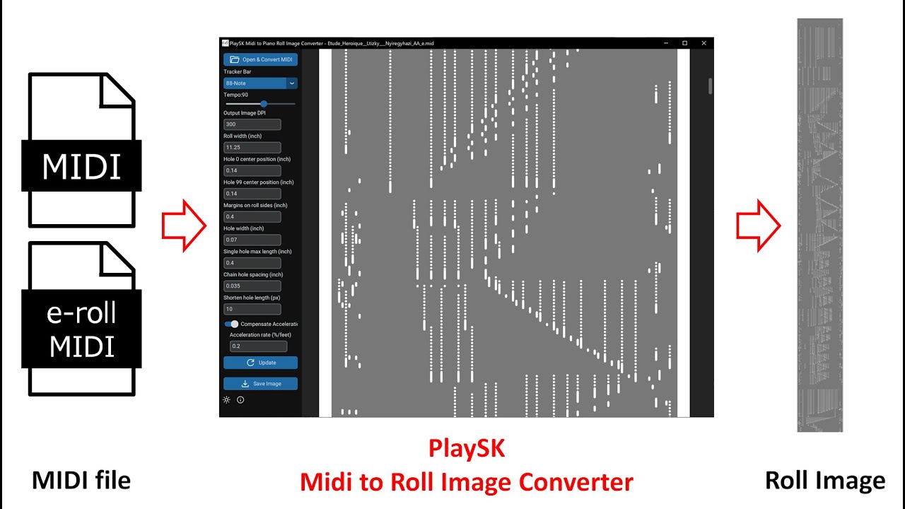 e-roll MIDI to Piano Roll Image Converter demo - YouTube