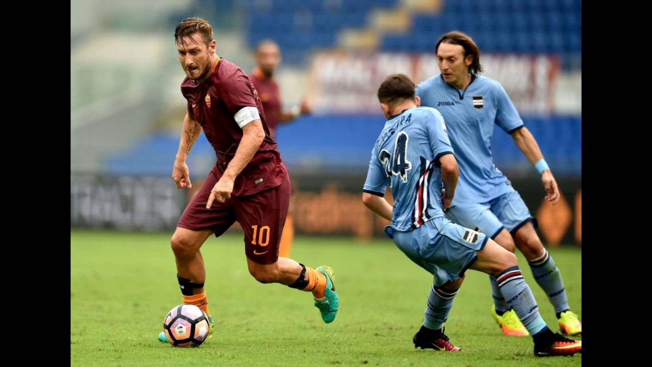 Totti roma sampdoria 3-2 goal assist totti highlights carlo zampa - YouTube