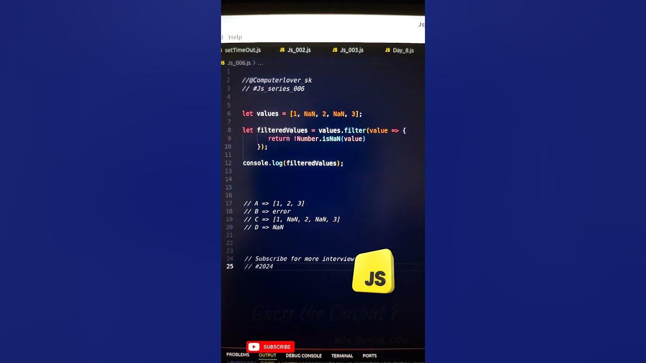 javascript shorts #006 | js interview questions | 2024 #coding #programming #javascript - YouTube