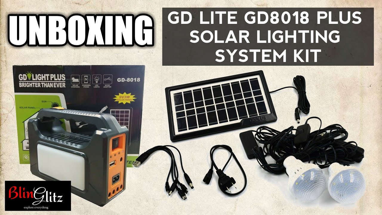 GDLITE GD8018 PLUS SOLAR LIGHTING SYSTEM KIT|BLING GLITZ - YouTube