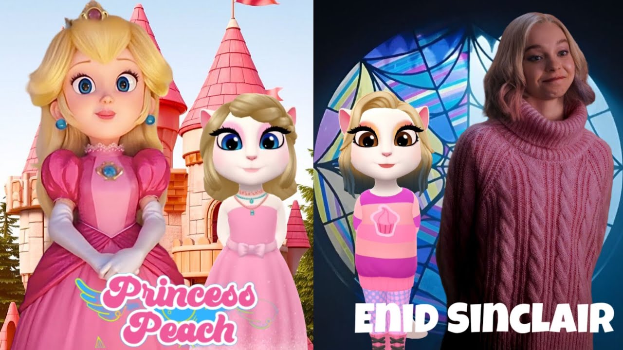 My Talking Angela 2 || Princess Peach 🍑 vS Enid Sinclair 🥳 || cosplay ...