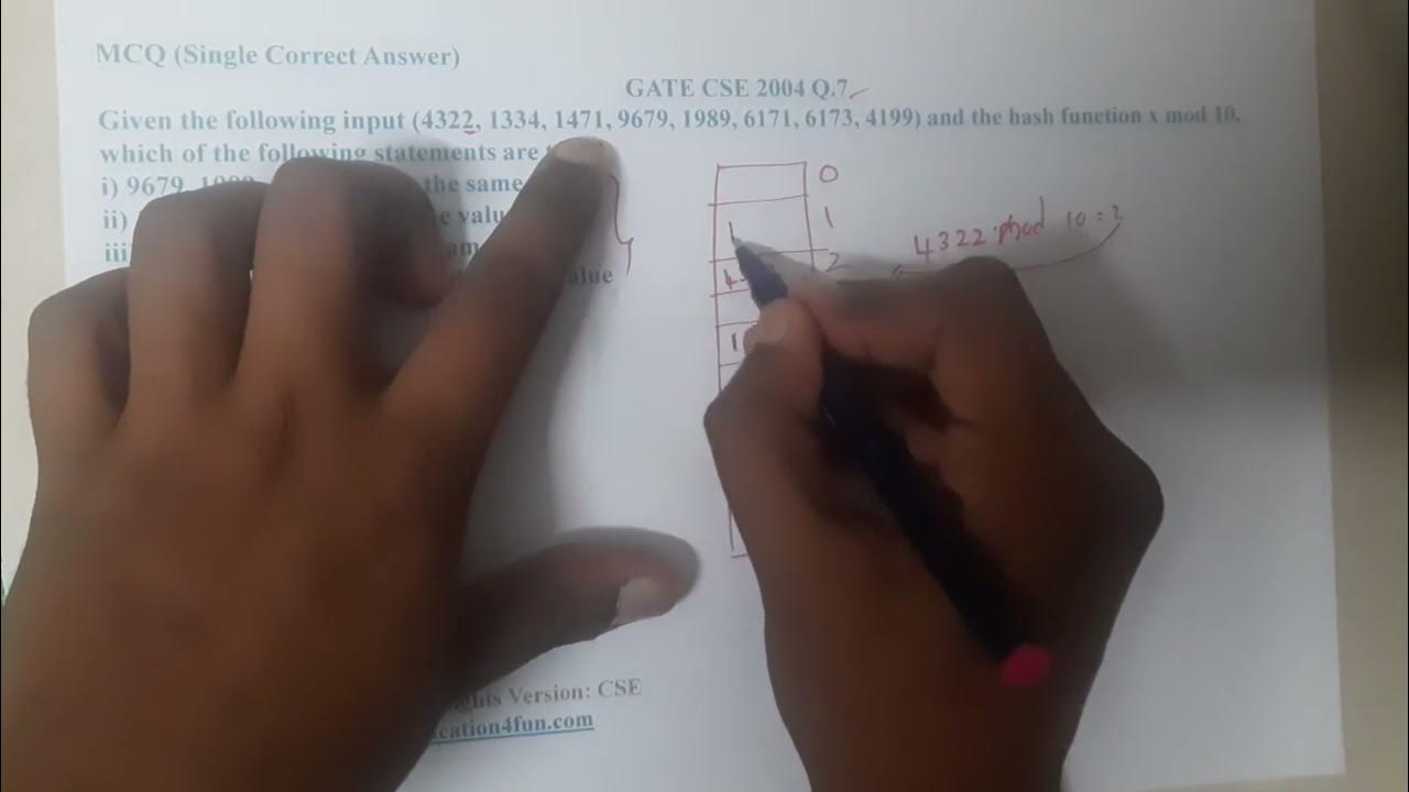 GATE CSE 2004 Q 7 || Hashing ||Data Structure || GATE Insights Version: CSE - YouTube