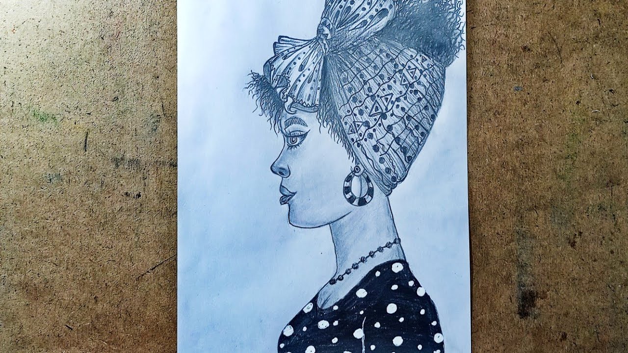 How to draw an African girl step by step || Drawing of an African girl ...