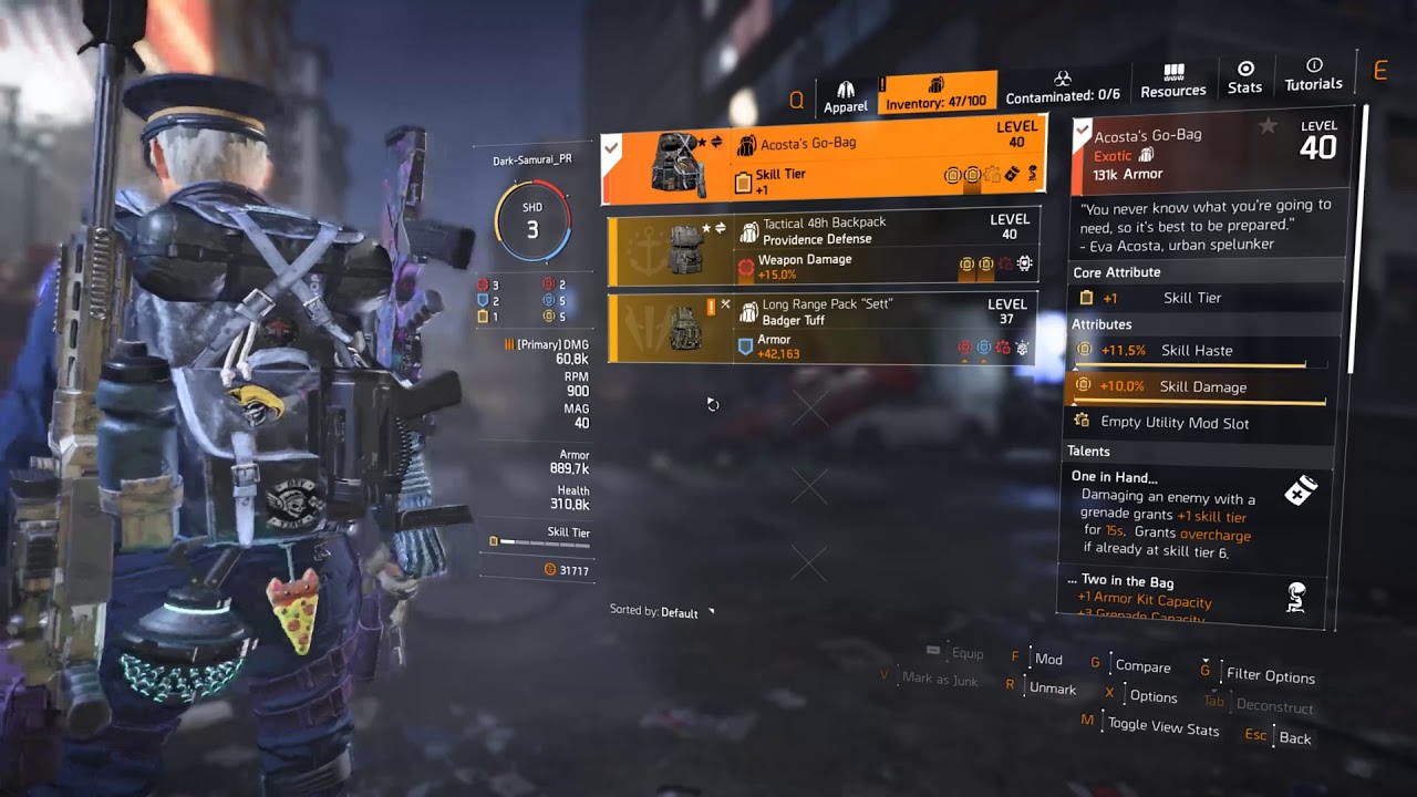The Division 2: Get Acostas Go Bag new Exotic - YouTube