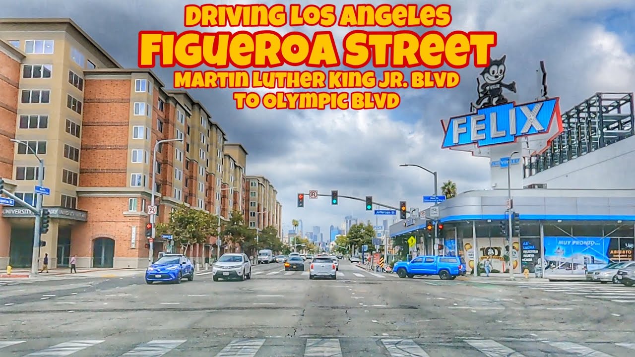 Driving Los Angeles Figueroa Street Martin Luther King Jr. Blvd to ...