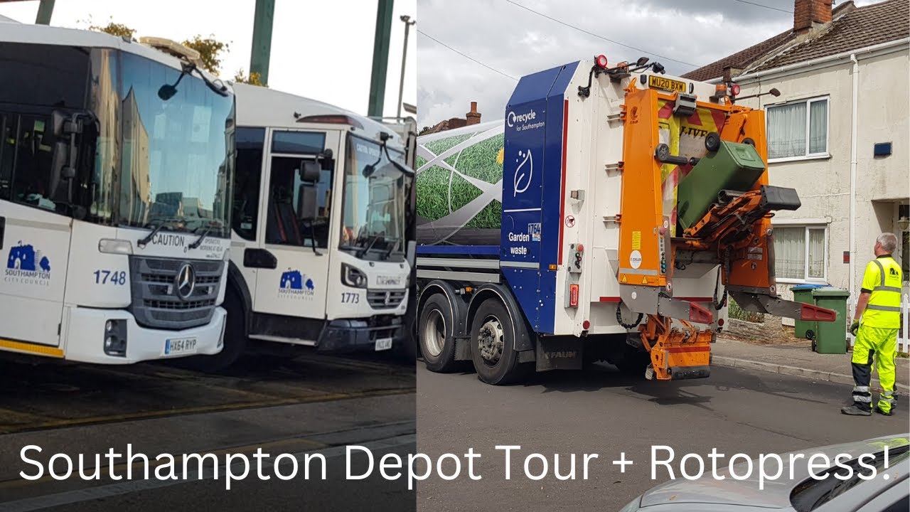 Southampton Depot Tour + Scania Rotopress Collecting Garden Waste ...