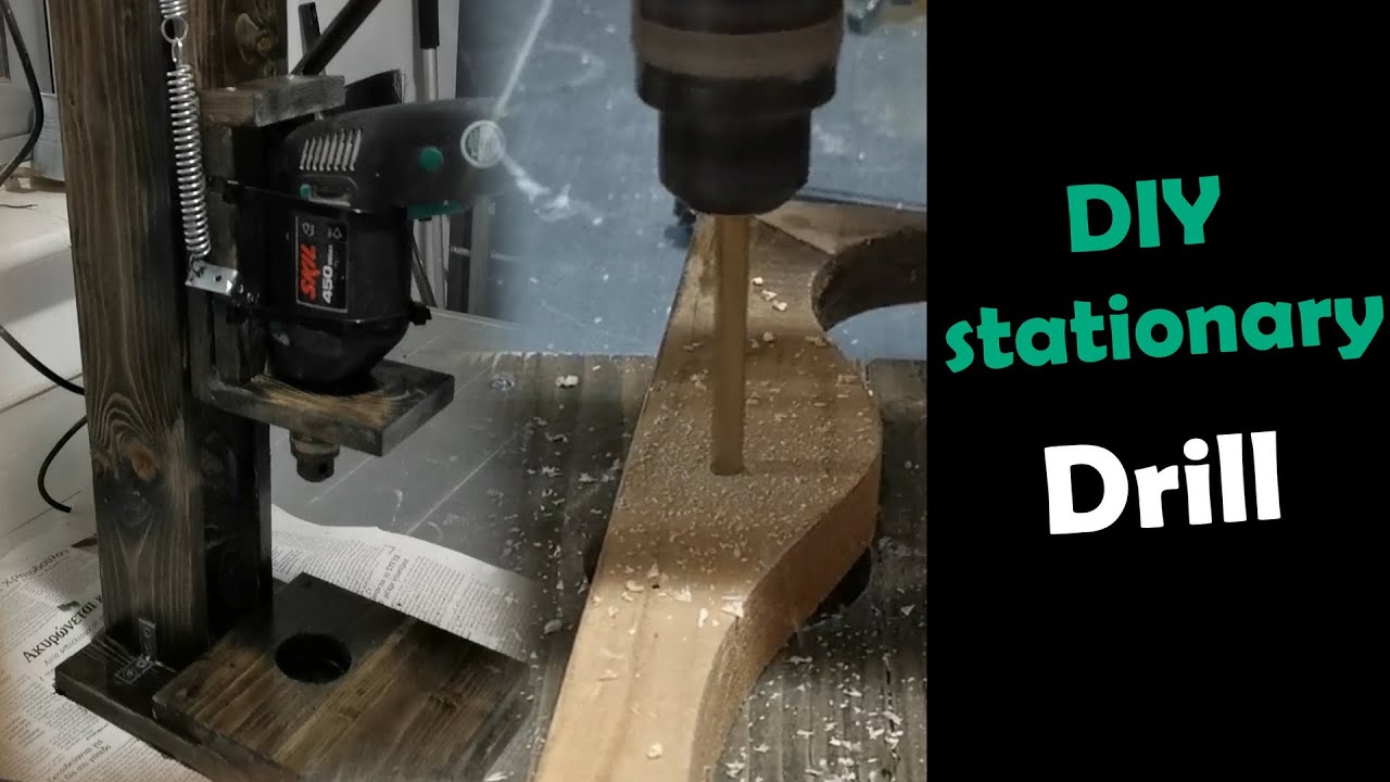 Vertical DIY stationary drill made of wood - YouTube