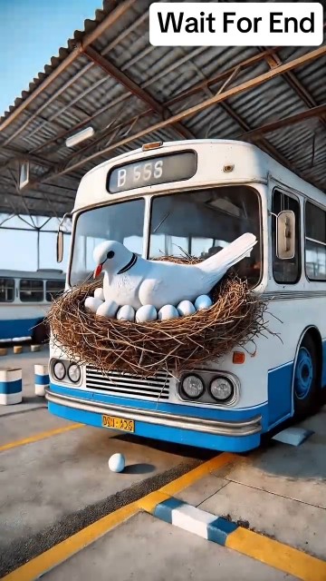 The pigeon made its nest on an old bus, then this is what happened.🐦🚌# ...