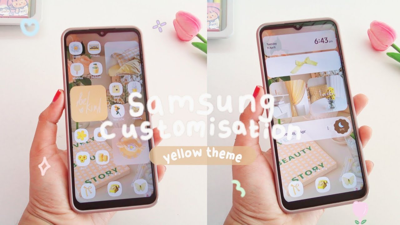 make your android phone aesthetic | yellow theme | Samsung Galaxy ...