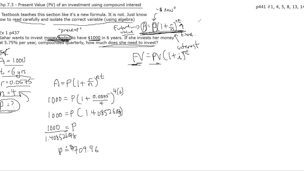 MCR3U1 - 7.3 Present Value (Rearranging Compound Interest Formula ...