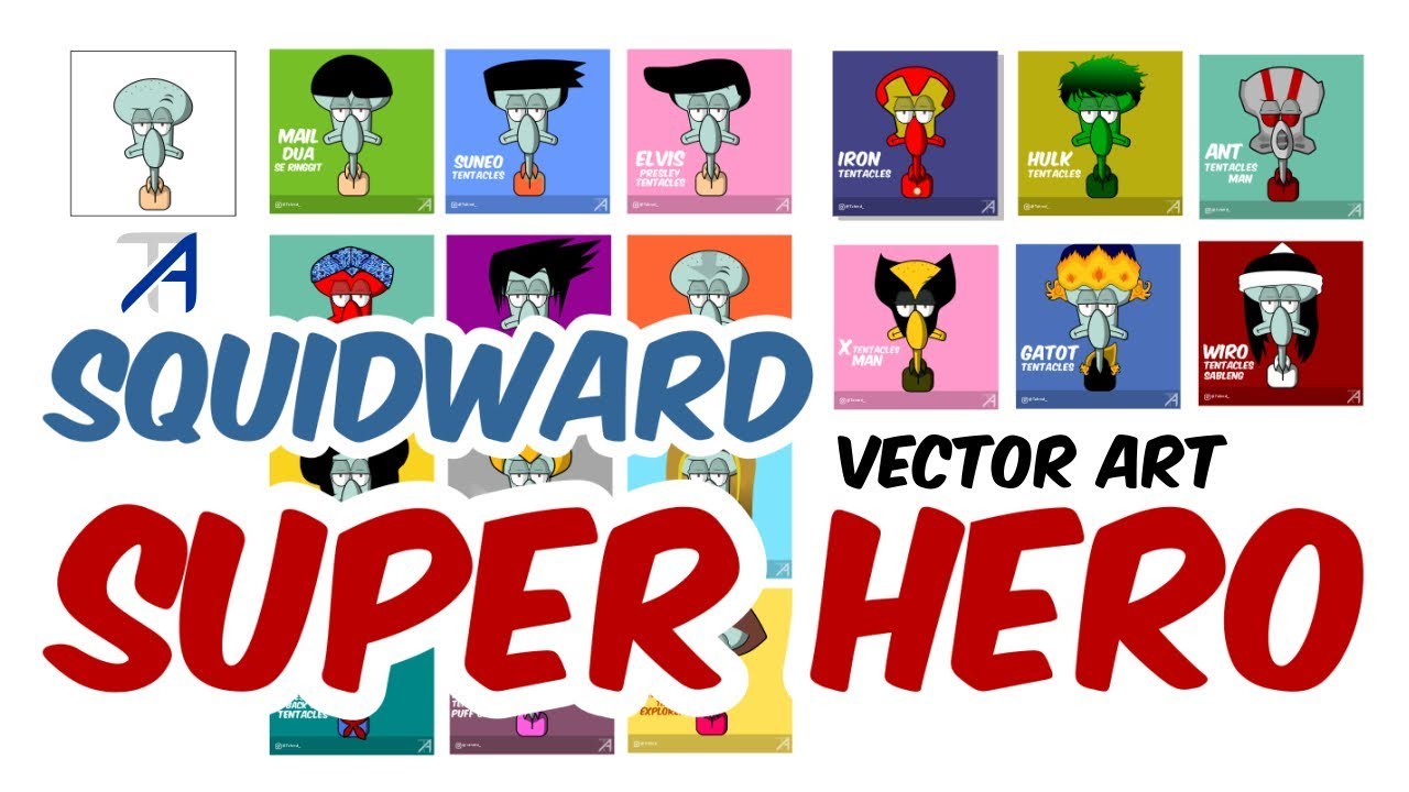 Vector Art _ Squidward Tentacles _ Super Hero - YouTube