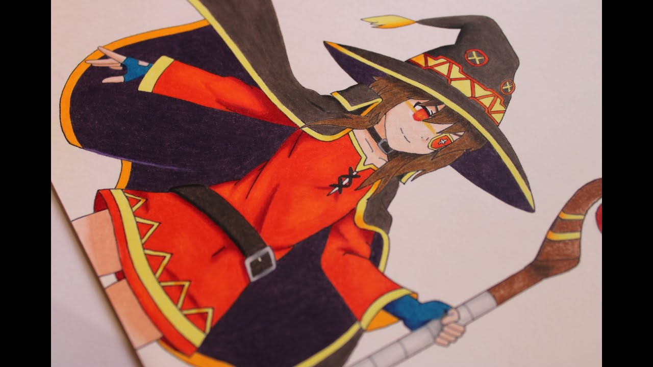 Cómo dibujar a Megumin / Konosuba / Drawing Noob - YouTube