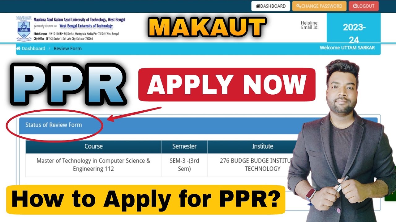 MAKAUT PPR Form Fill-Up For ODD SEM | How To Apply For PPR? Paper ...