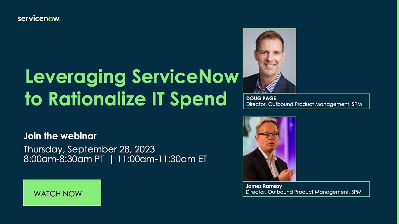 Last Thursday's with SPM : Leveraging ServiceNow to Rationalize IT ...