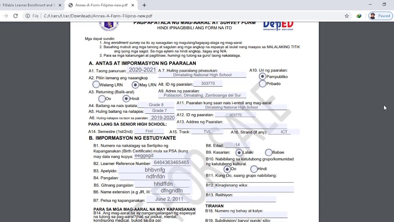 Fillable Learner Enrollment and Survey Form (LESF Tool) | FREE DOWNLOAD ...