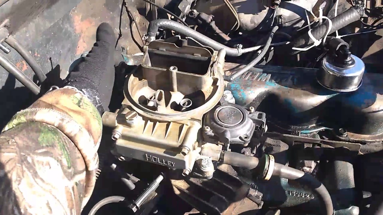 Ford 300 six with 1bbl to 4bbl home made adapter - YouTube