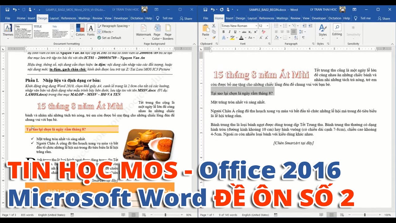Hướng dẫn giải đề ôn tập Số 2 - Tin học MOS - Word 2016 | Từ nhập liệu định dạng cho đến câu hỏi ...